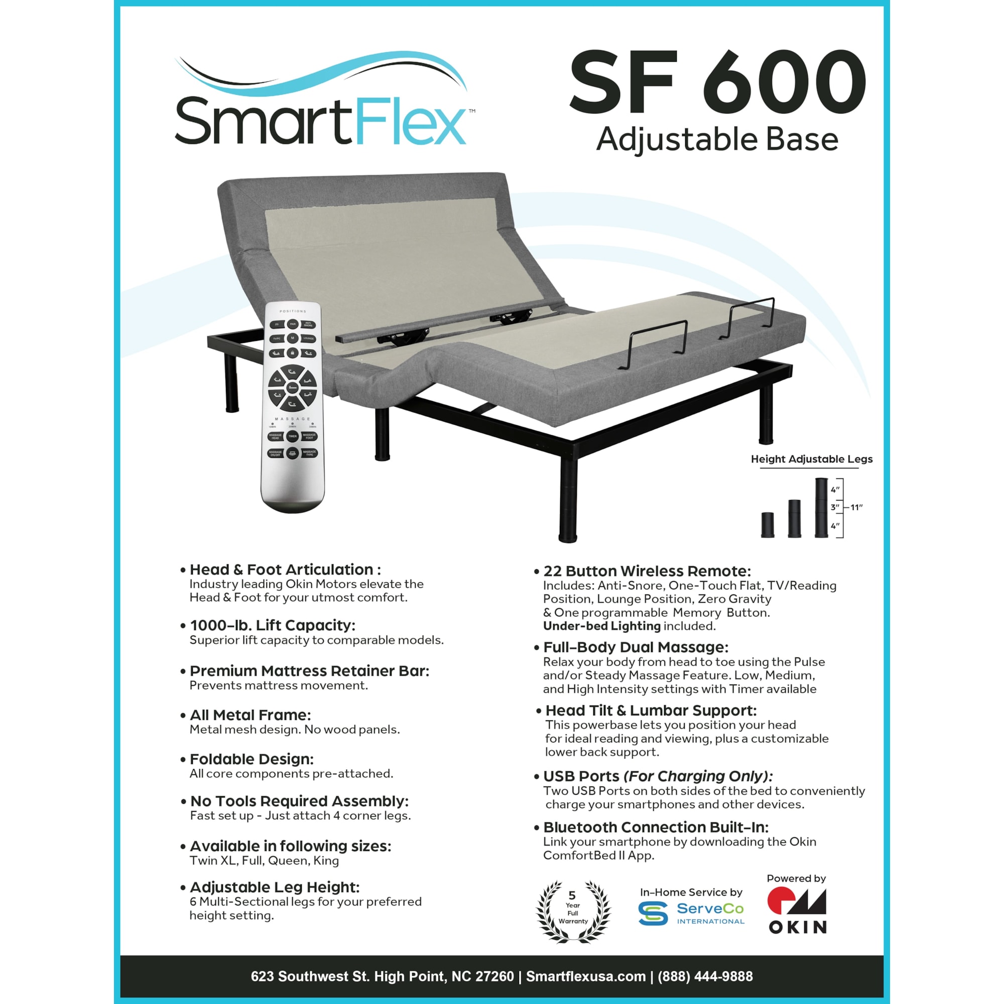 SmartFlex SmartFlex SF 600 Adjustable Base 429136024 Smart Flex SF604 ...