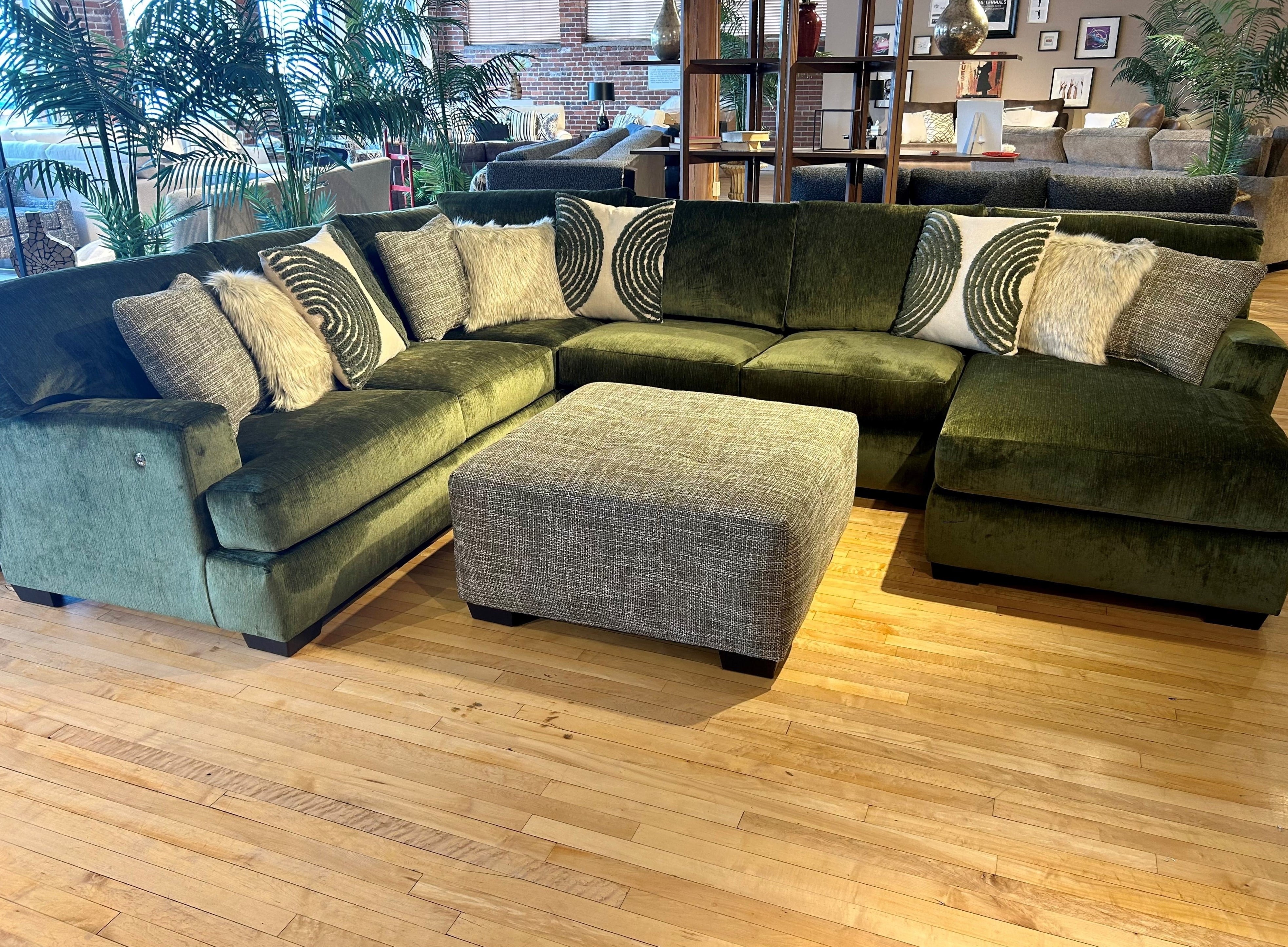 Green sectional sofa with chaise store