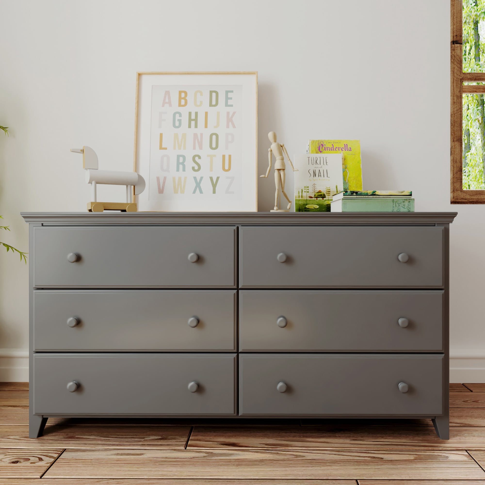 Gray dresser 6 drawer store