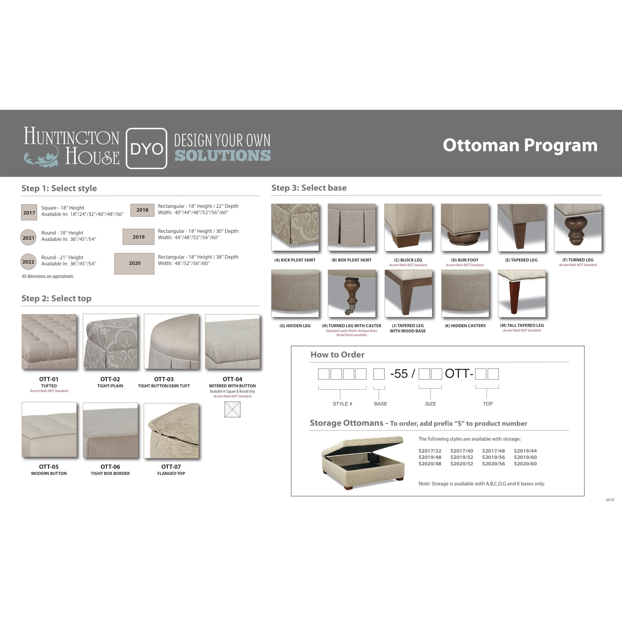 Huntington House Design Your Own Ottoman Collection 2021K-55/36 61345 ...