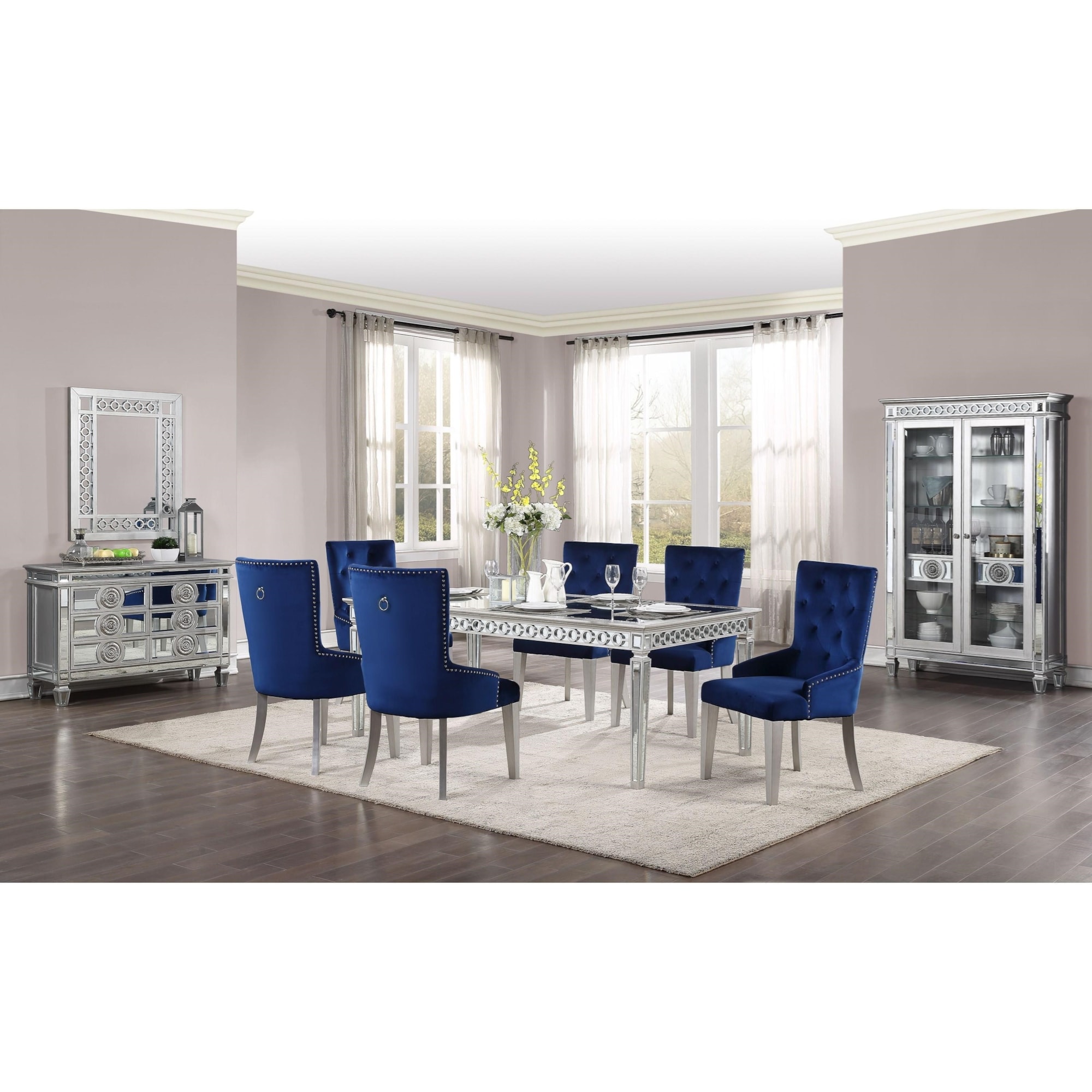 Acme Furniture Varian 66155 Glam 72 Inch Mirrored Dining Table | Del ...
