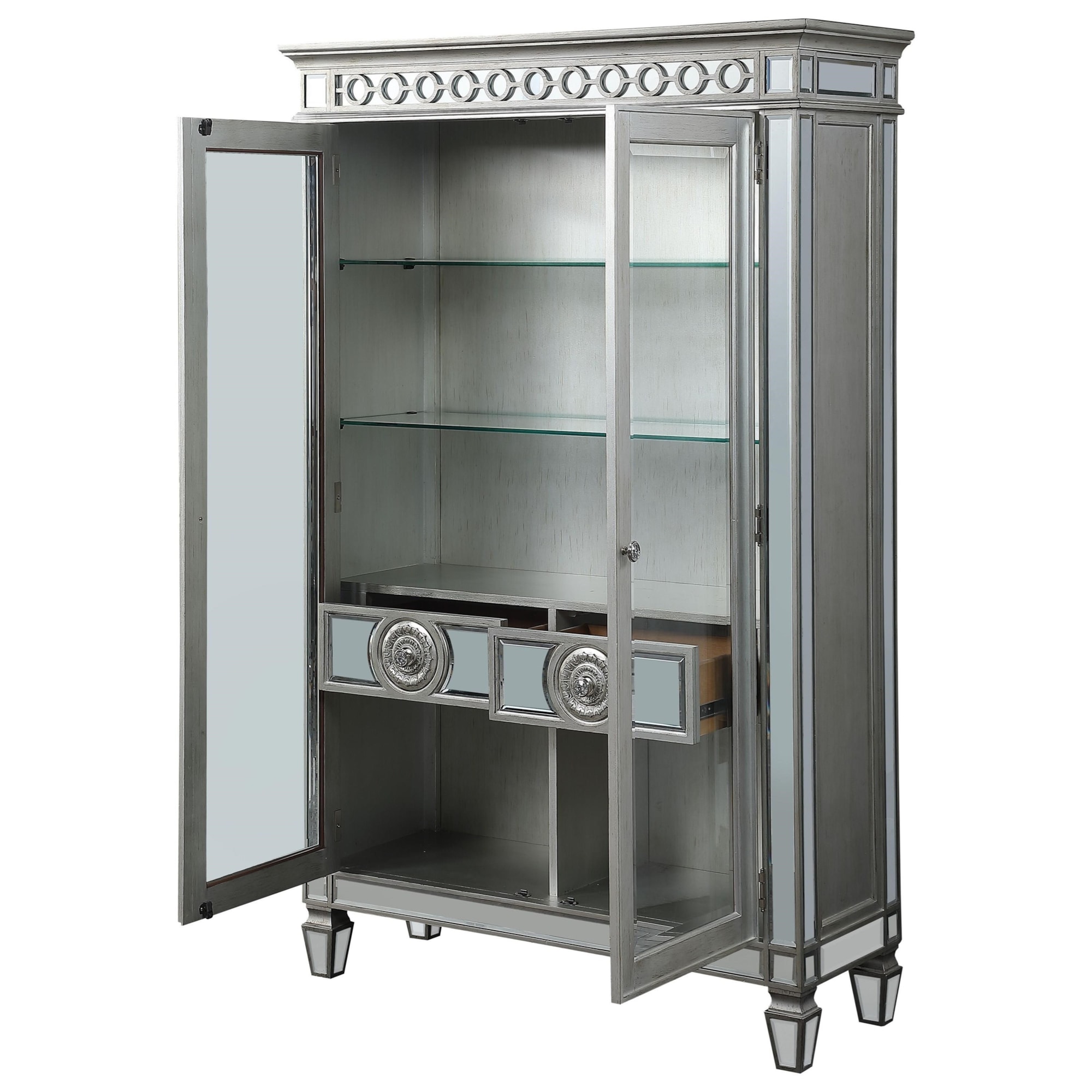 Acme Furniture Varian 66166 Glam Curio Cabinet with 2 Drawers | Del Sol ...