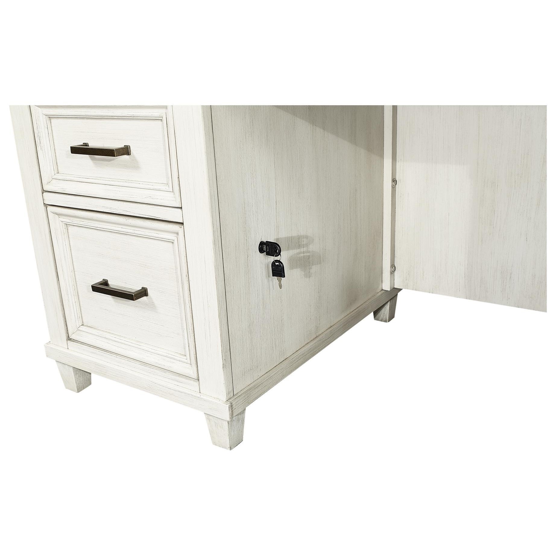 Aspenhome Caraway 248303935 Farmhouse Executive Desk with Drop Front Keyboard Drawer and 2 AC Outlets Belfort Furniture Desk Table Desks