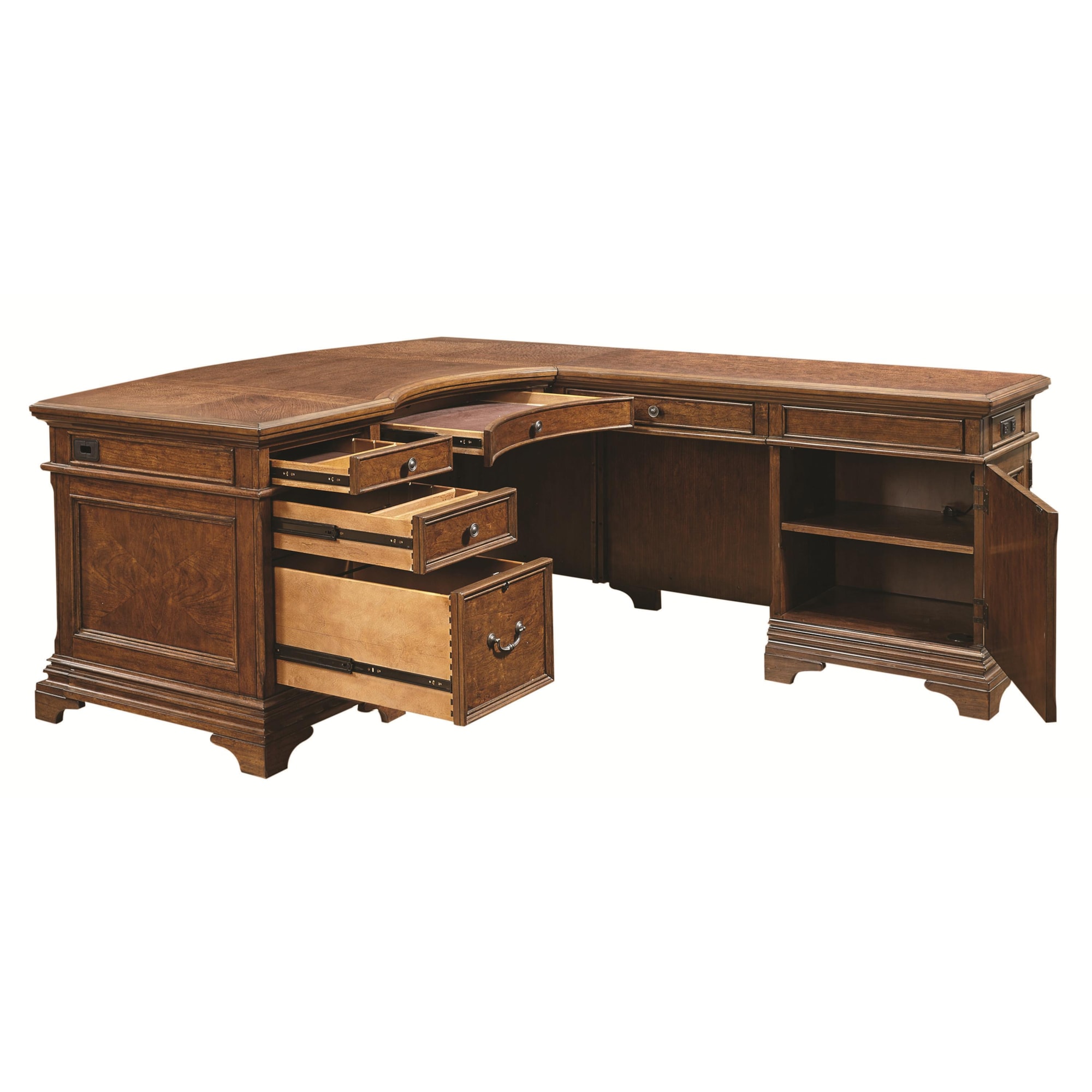 Aspenhome Hawthorne I26-307+308 L-Shaped Desk with 4 Drawers and AC ...