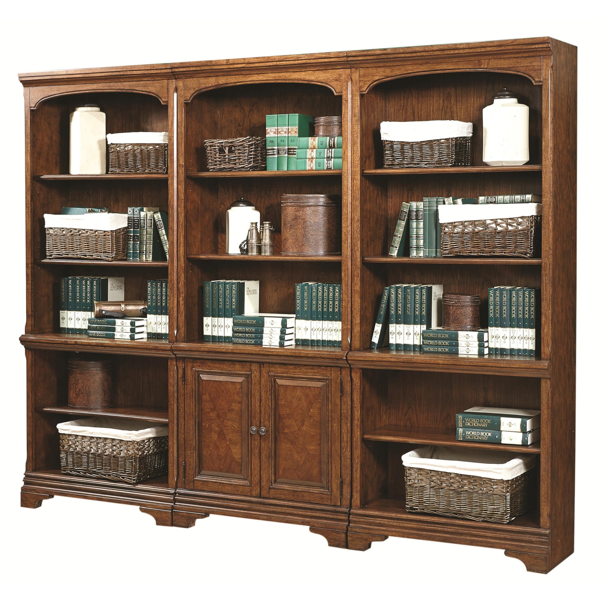 Aspenhome Hawthorne I26-332+2x333 Bookcase Wall with 1 Door Bookcase ...