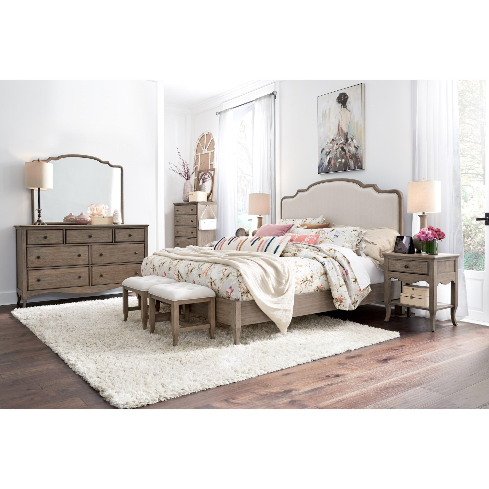 Aspenhome Provence I222-425/407/406 Casual King Upholstered Panel Bed ...