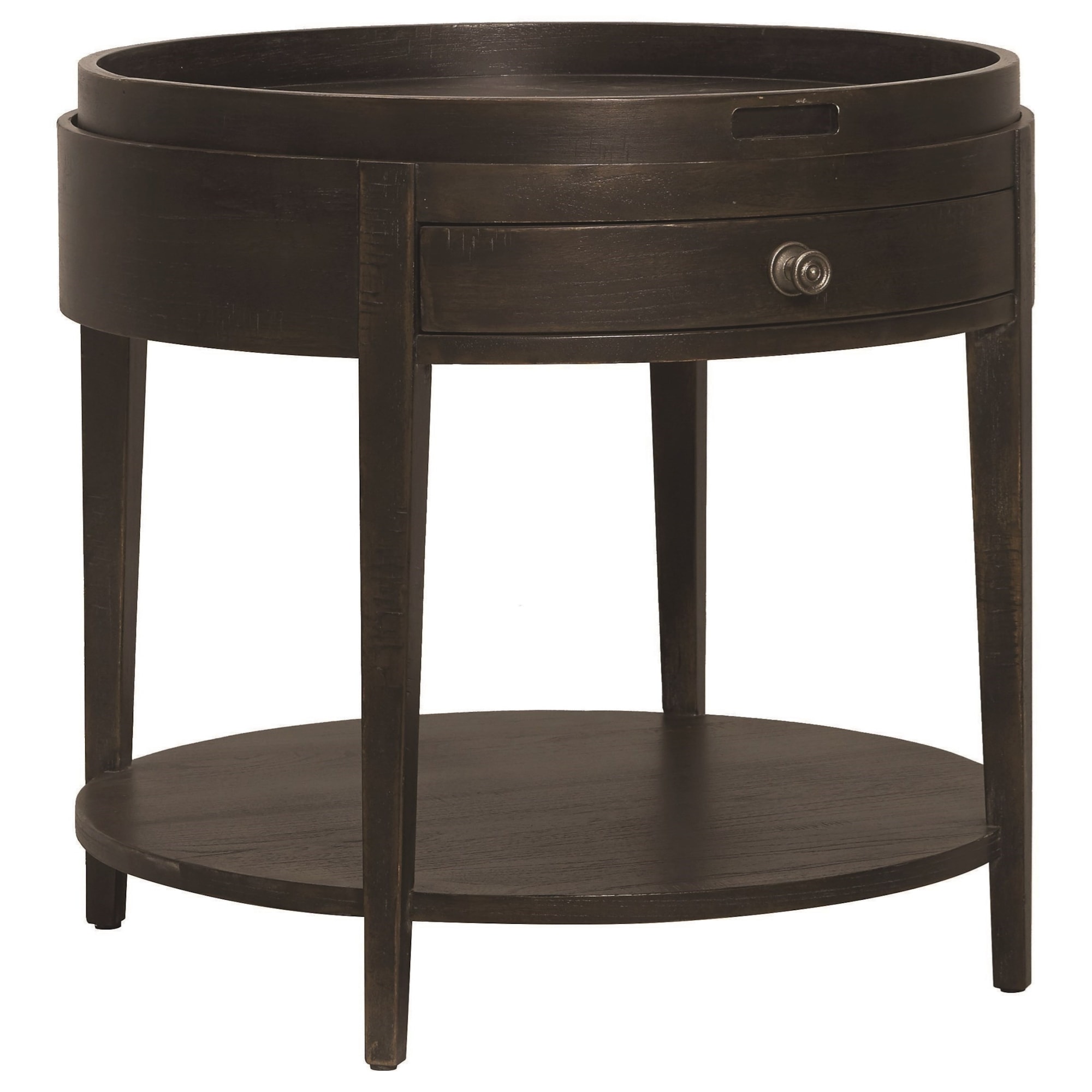 Bassett Woodridge 6497-0665 Transitional Round End Table with Removable ...