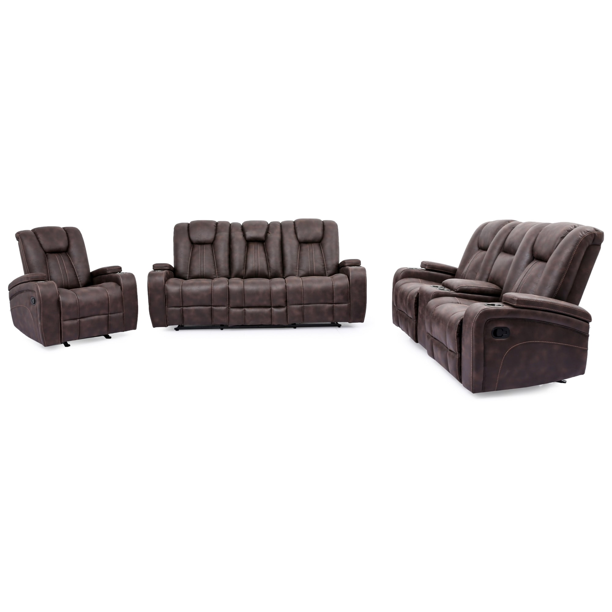Cheers 9990M X9990BM-L2-2K+HCE DUAL GLIDER RECLINING LOVESEAT WITH ...