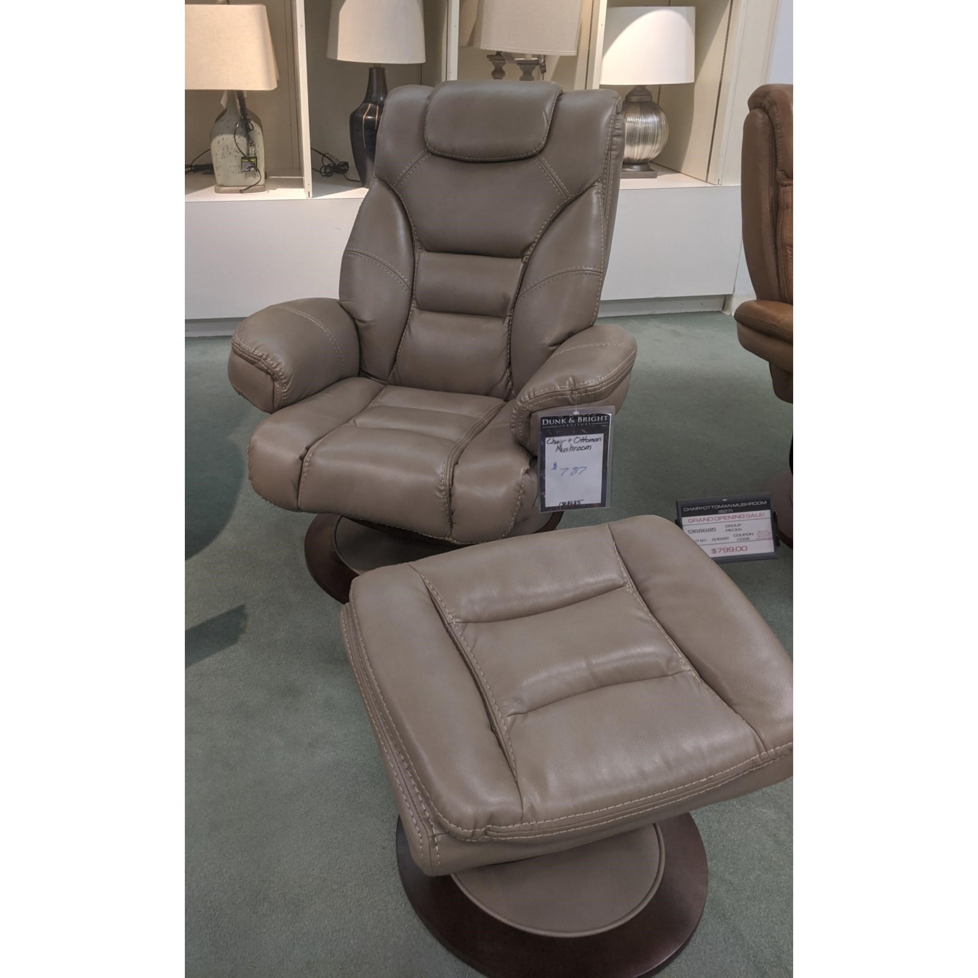 Cheers K827 1368685 Bolero Oyster Recliner and Ottoman | Dunk & Bright ...