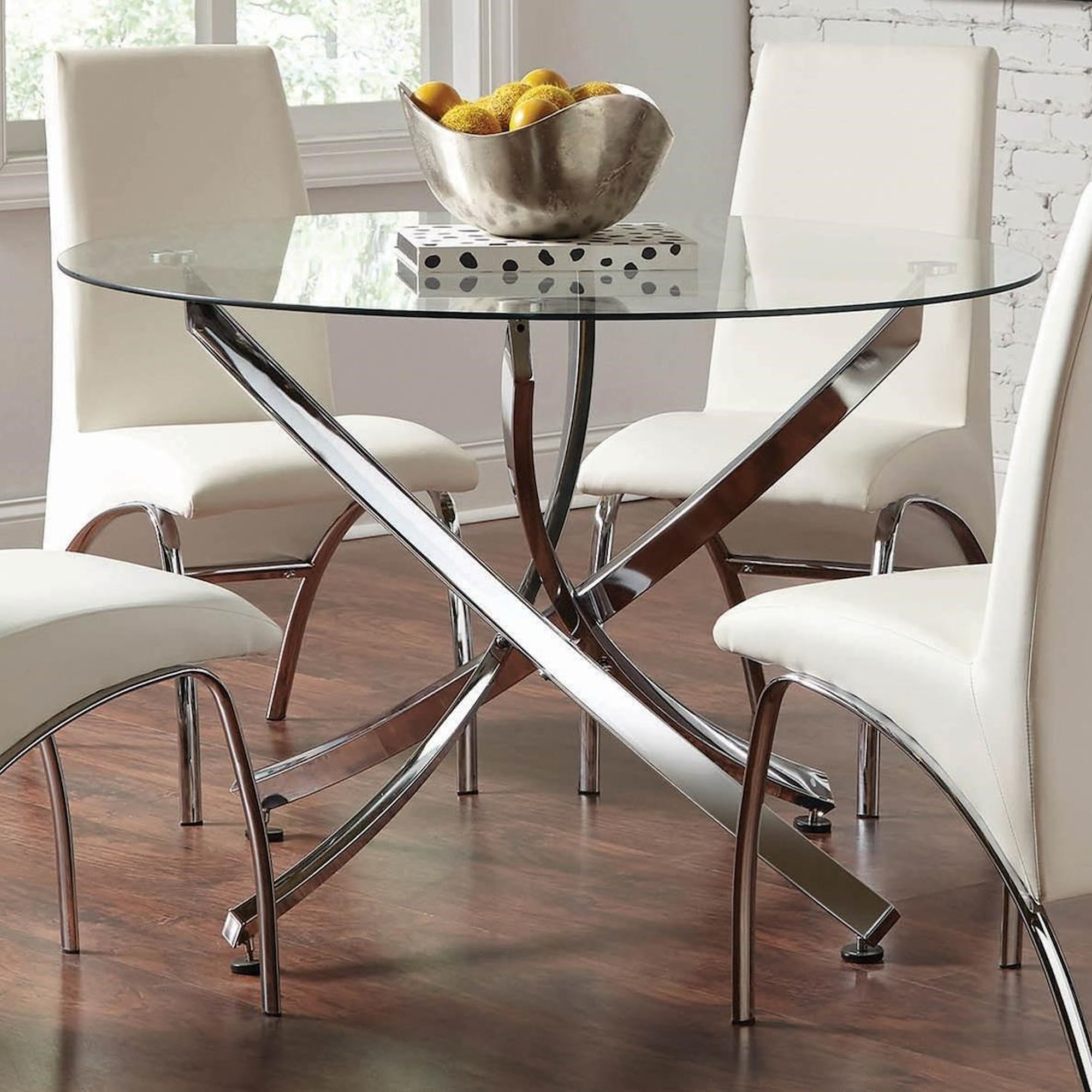 Coaster Beckham 106440 Contemporary Round Dining Table with Glass Top ...