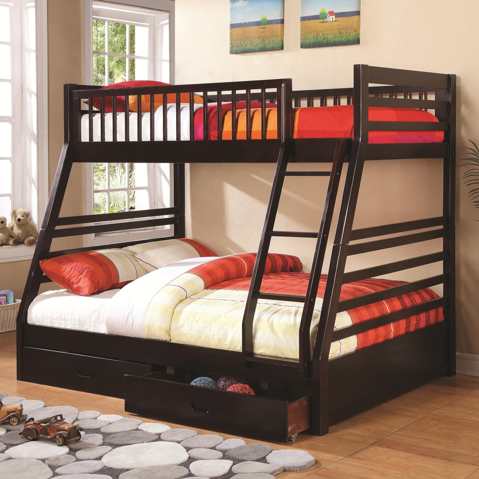 Coaster Bunks 460184 Twin Over Full Bunk Bed With 2 Drawers And Coaster Bunks 460184 Twin Over Full Bunk Bed With 2 Drawers And