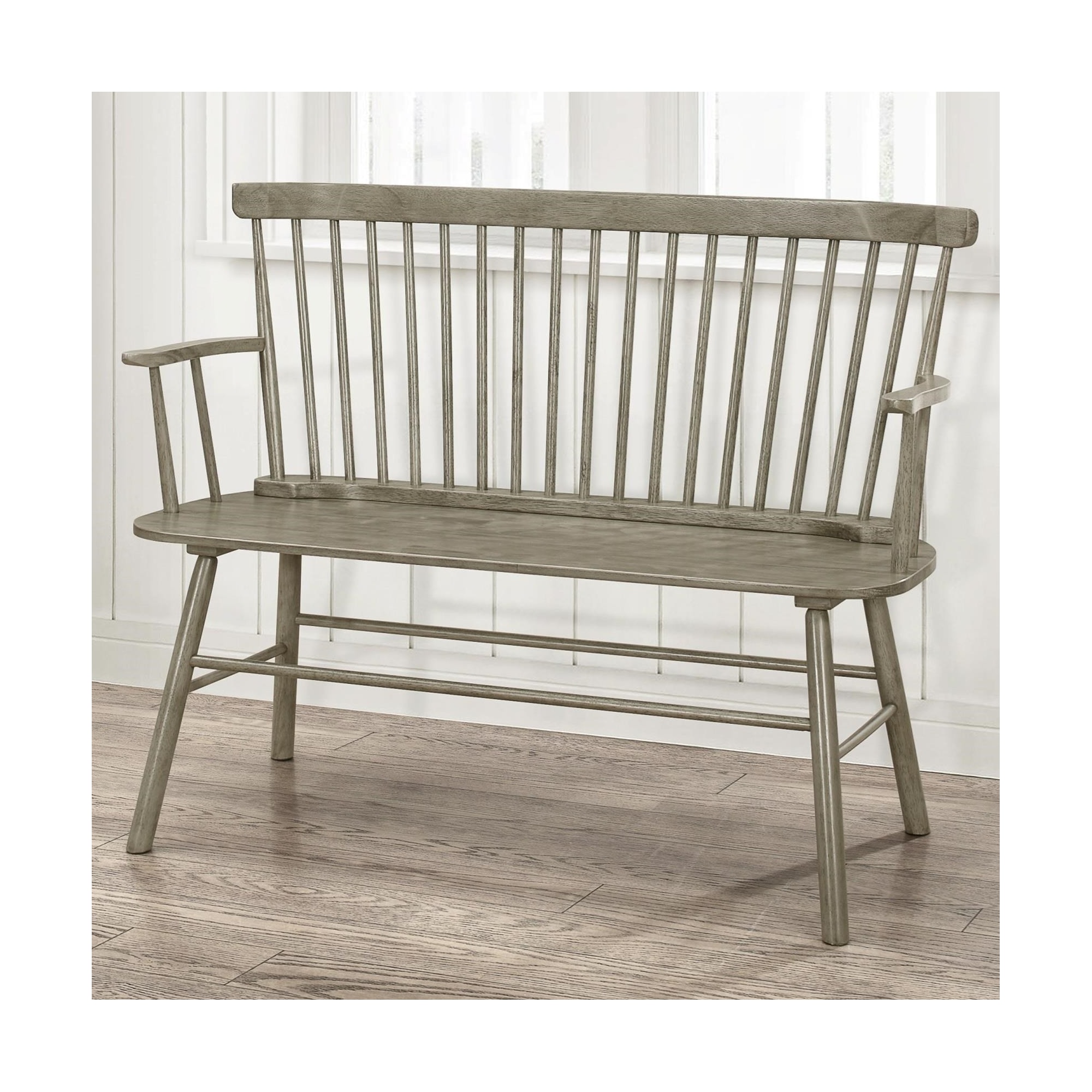Crown Mark Jerimiah 4185-BENCH-GY Relaxed Vintage Wood Spindle Back ...