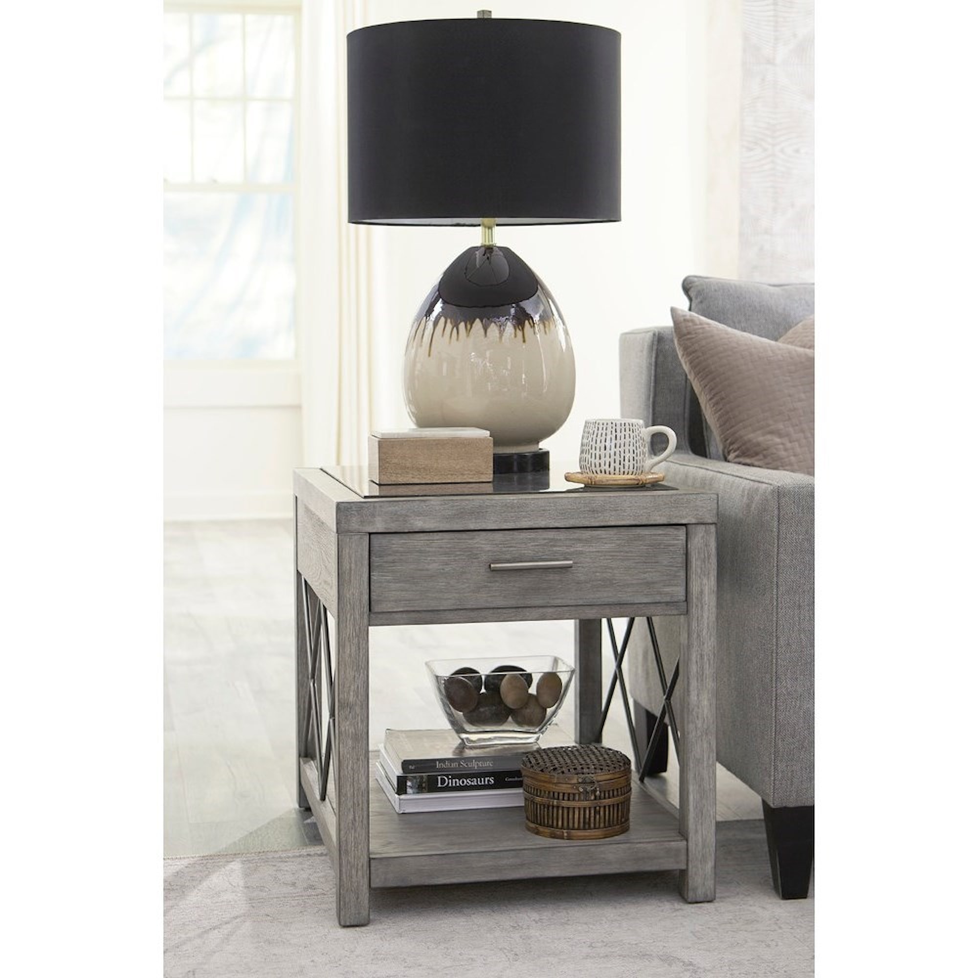 Hammary West End 042-916 Transitional Rectangular End Table with Drawer ...