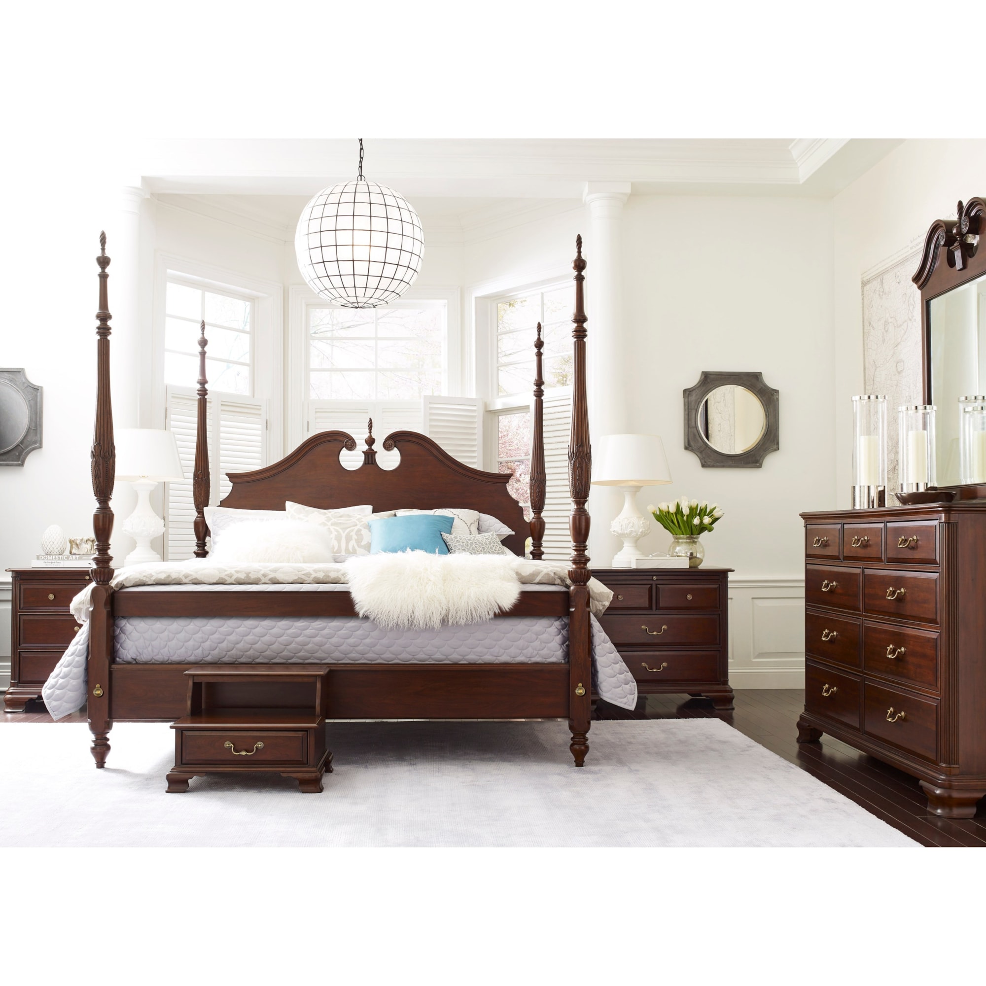 Kincaid Furniture Hadleigh 607-324P Queen Rice Carved Poster Bed with ...