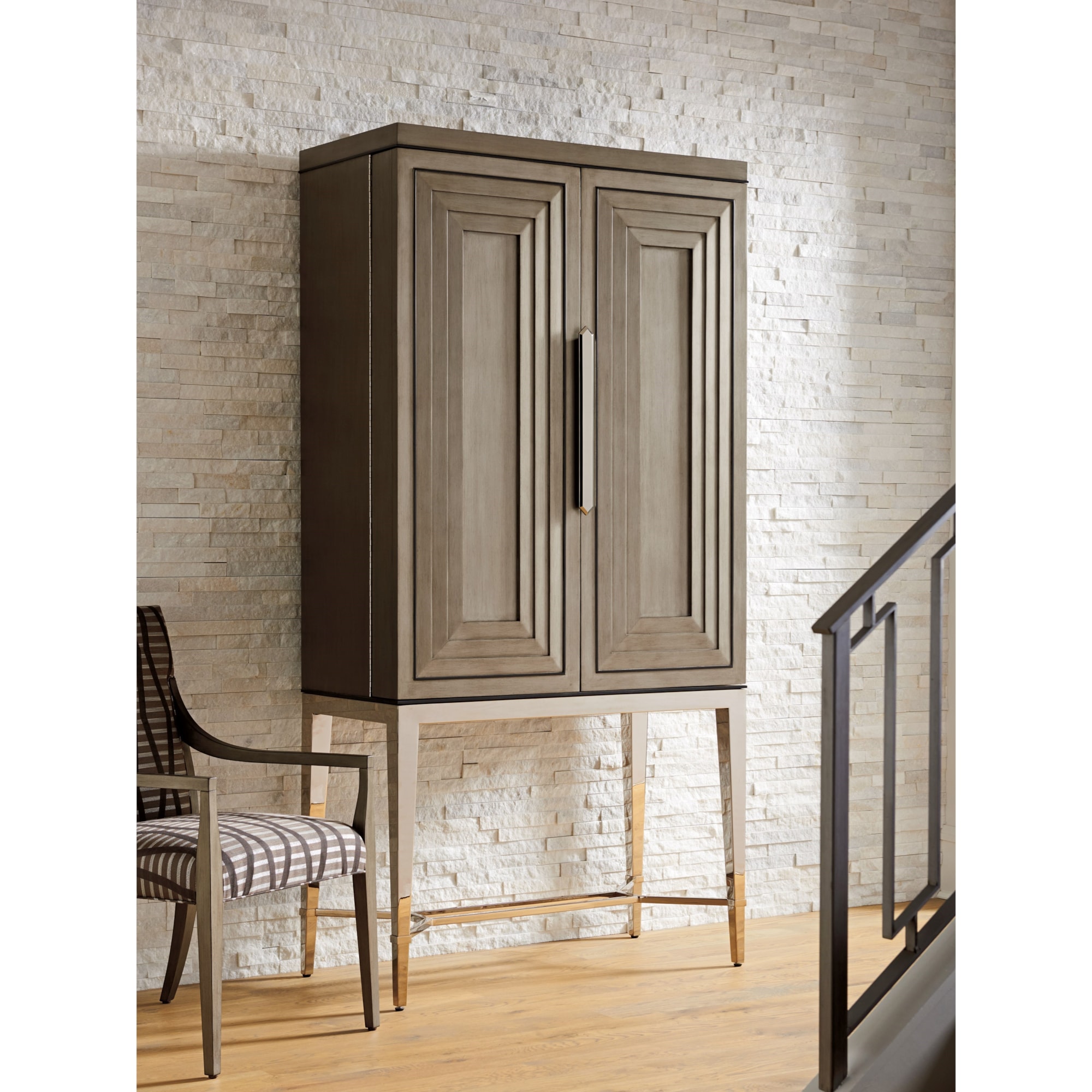 Lexington Ariana 732-961C Cheval Bar Cabinet with Glass Storage LED ...