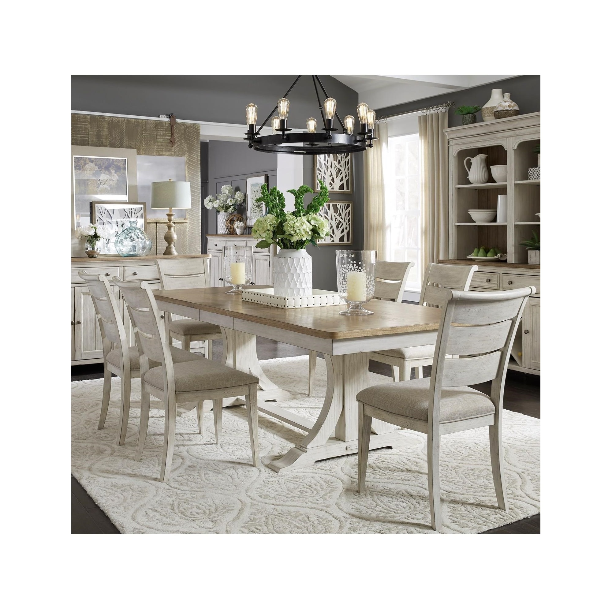 Liberty Furniture Farmhouse Reimagined 652-DR-O7TRS Farmhouse 7-Piece ...