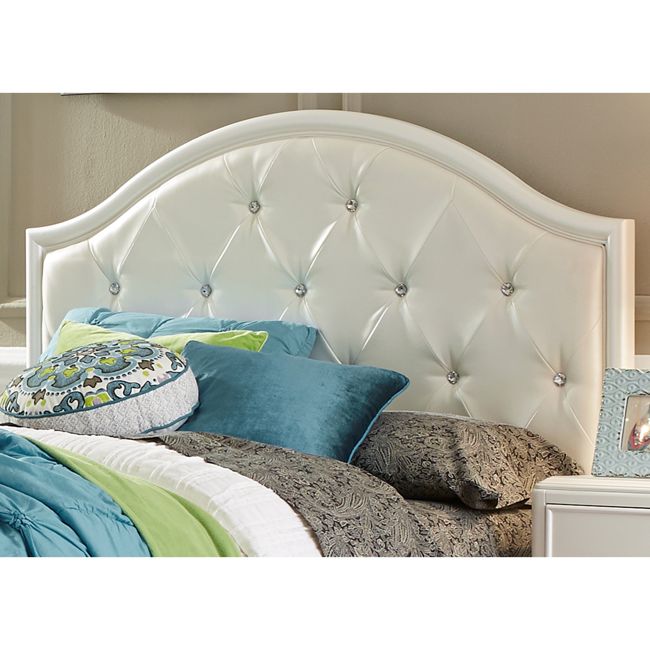 Liberty Furniture Stardust 710 BR17HU Glam Full Panel Headboard with Crystal Tufting Elgin Furniture Bed Headboards