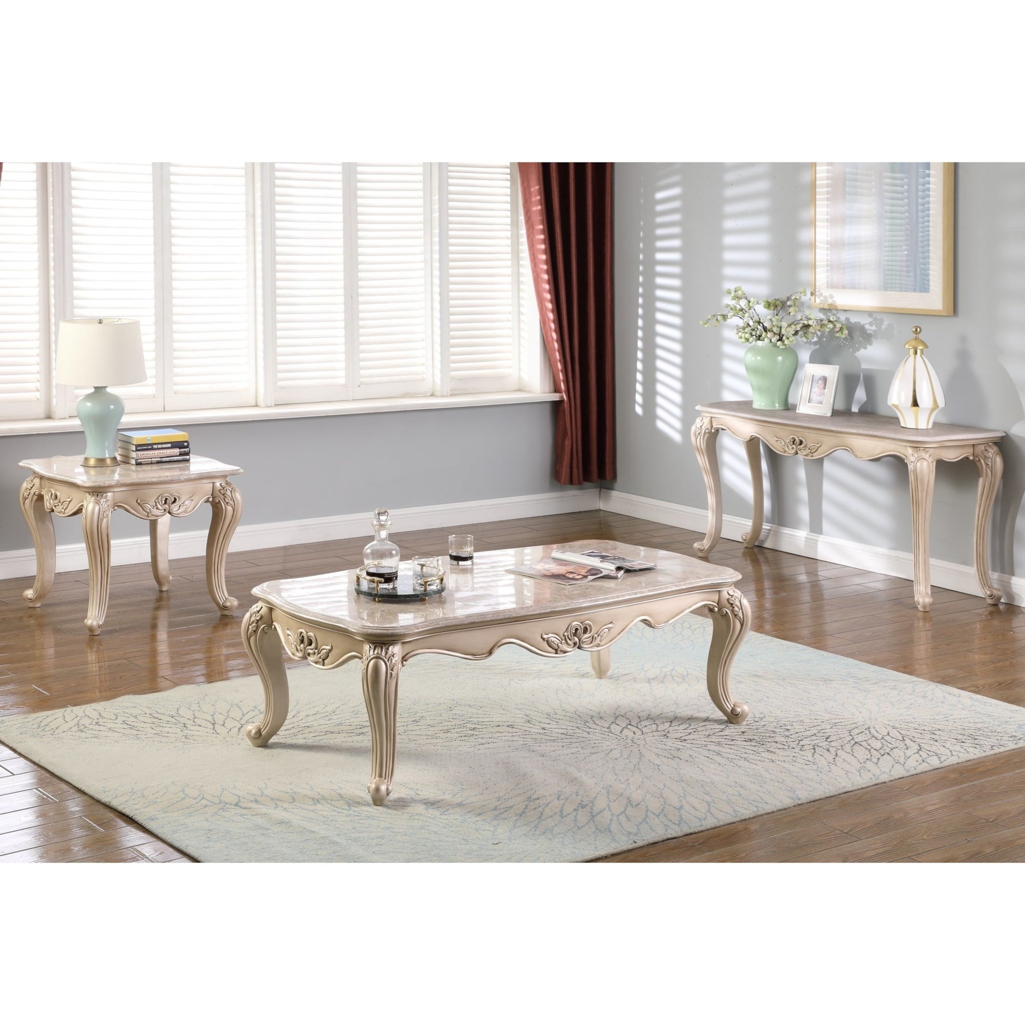 New Classic Furniture Monique T502-10 Traditional Cocktail Table with Marble Top | Del Sol ...