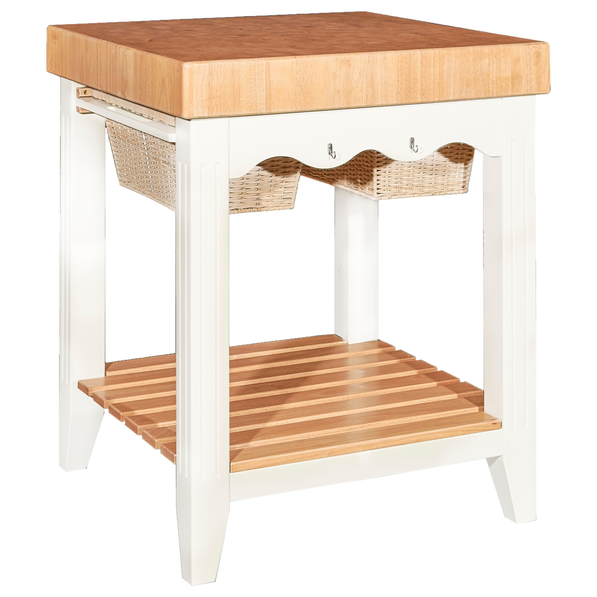 Powell White 502-416W Transitional Kitchen Island with 2 Pullout Basket ...