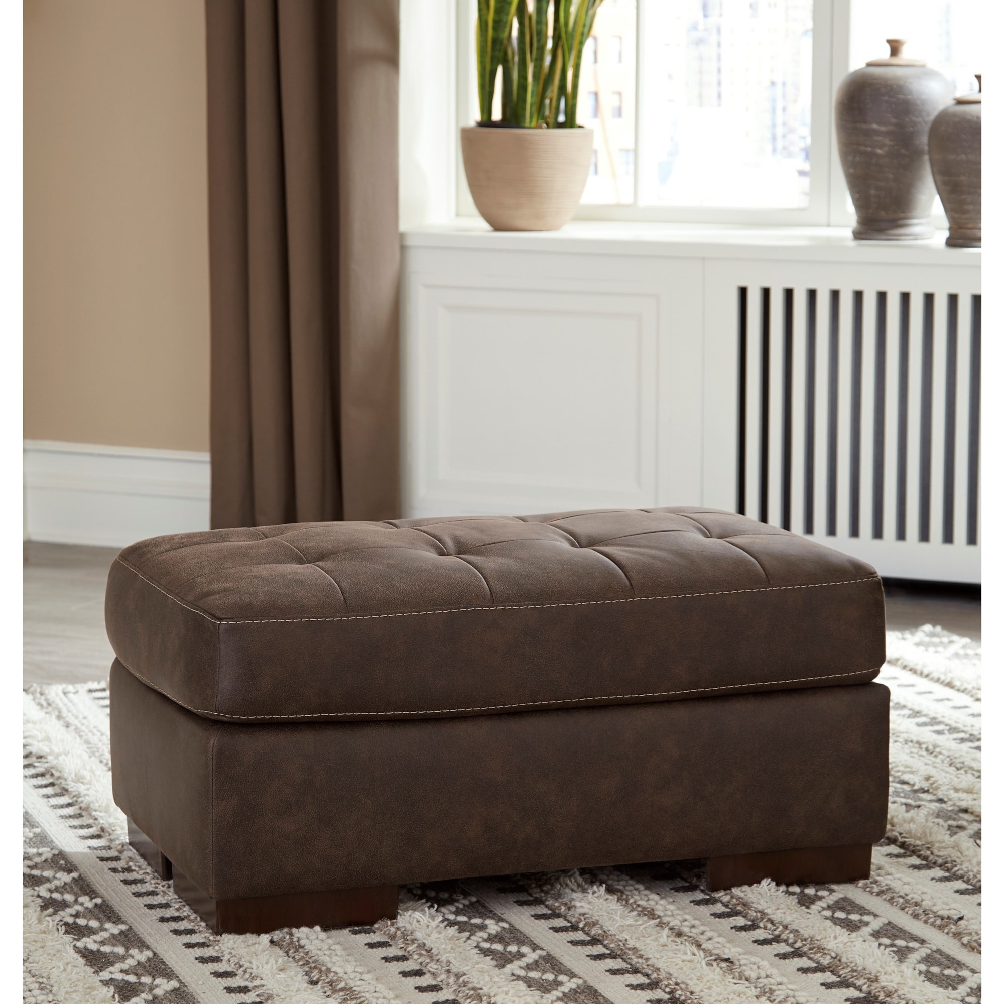 Signature Design by Ashley Maderla 6200214 Faux Leather Ottoman with ...