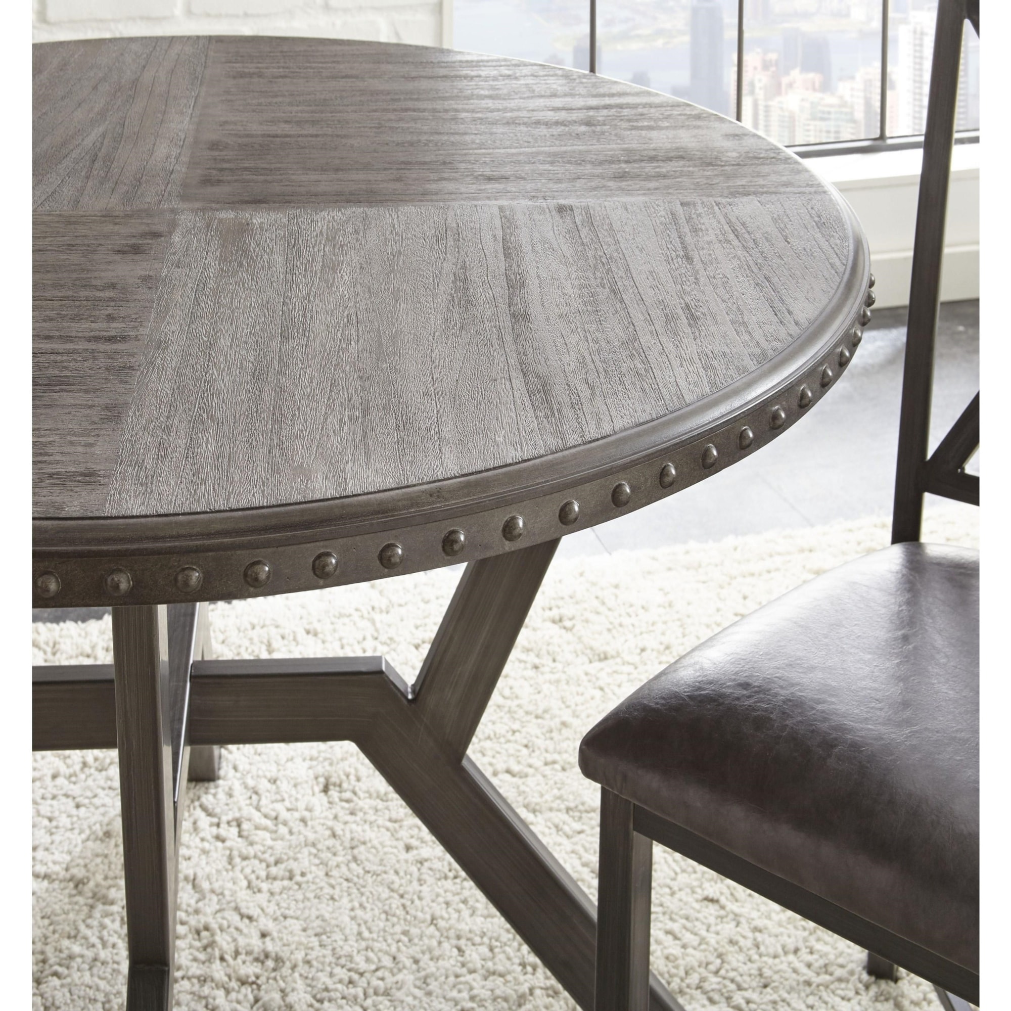 Steve Silver Alamo AL450T Round Dining Table with Metal Base | Wayside ...