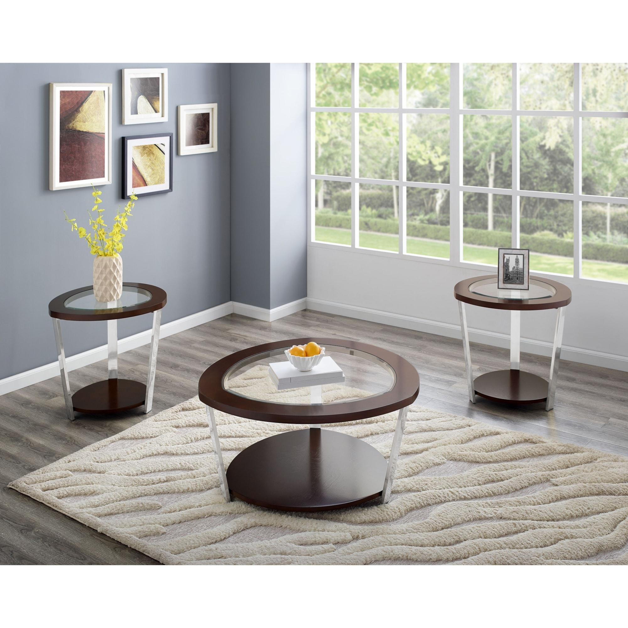 Steve Silver Duncan DN100E Contemporary End Table with Tempered Glass ...