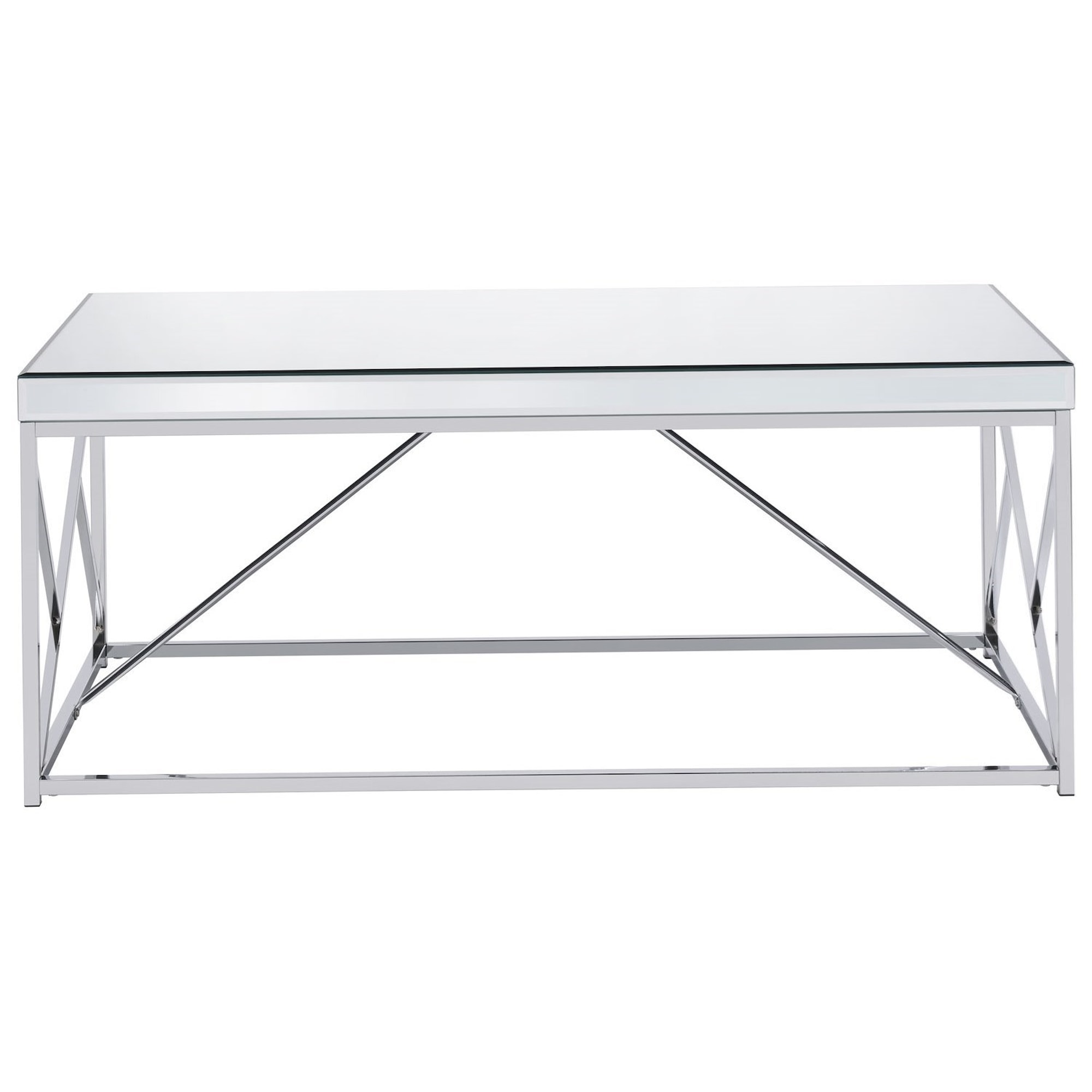 Steve Silver Evelyn EV300C Glam Mirror Cocktail Table with Contemporary ...