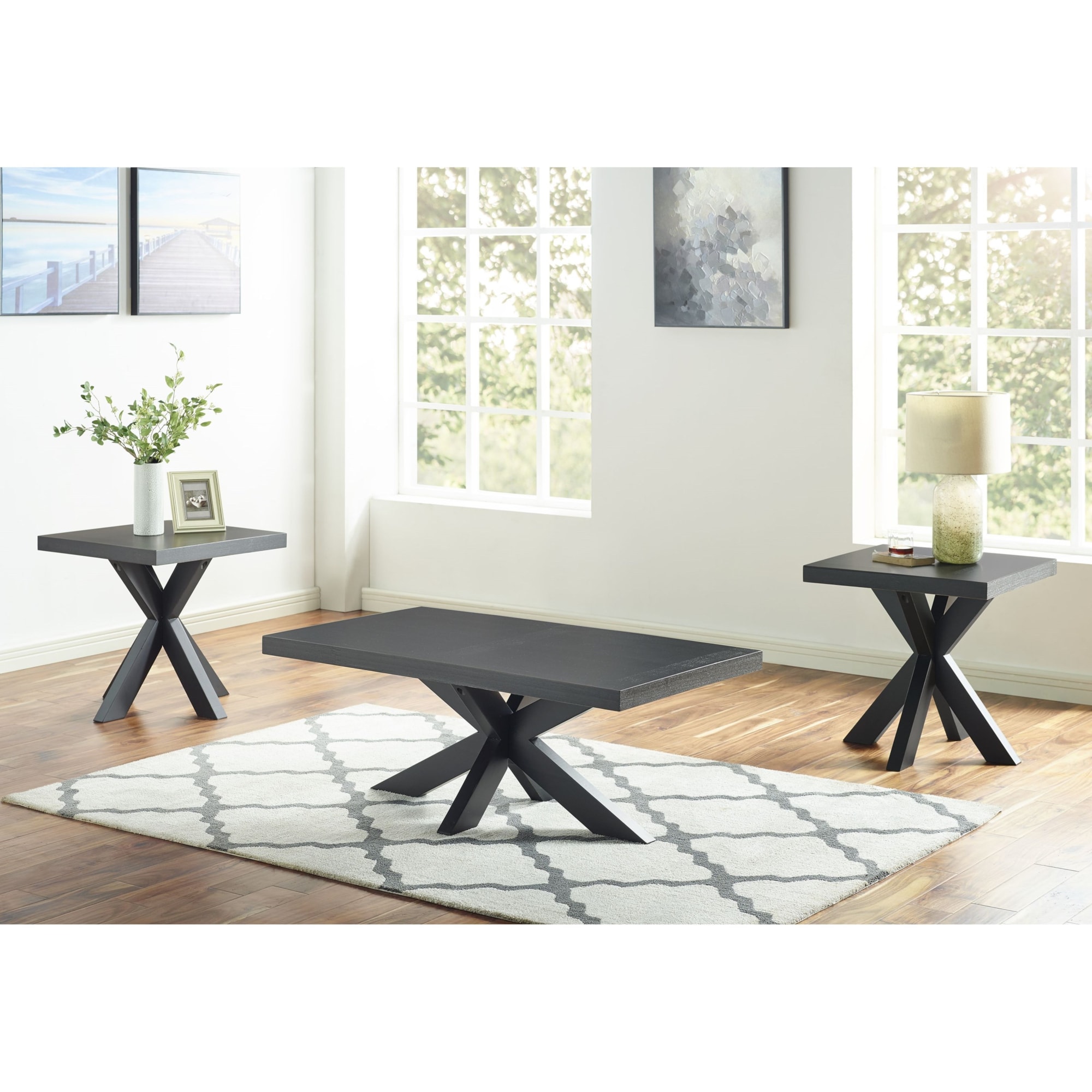 Steve Silver Harris 12923 Transitional End Table with Timber-Beam ...