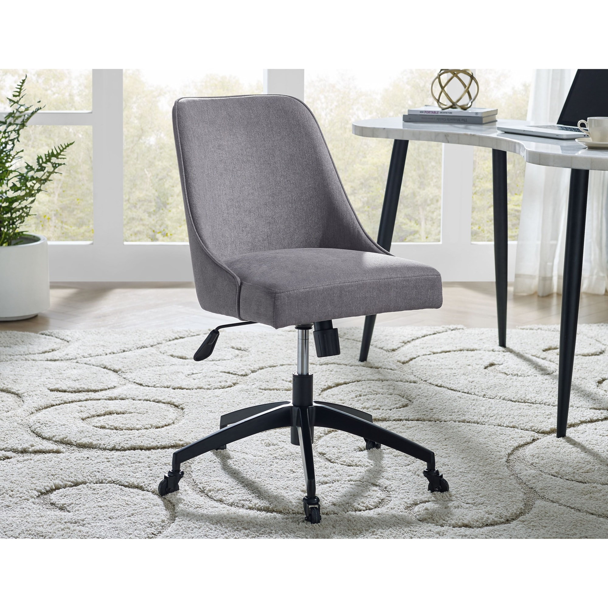 Steve Silver Kinsley KS200SG Swivel Upholstered Desk Chair in Gray ...