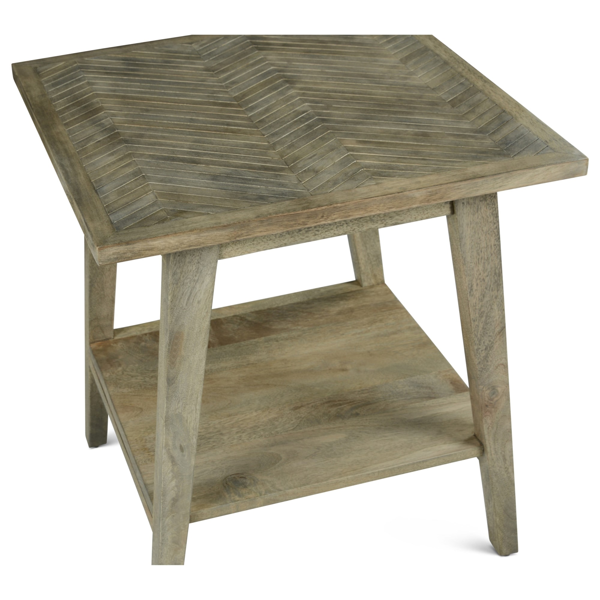 Milani ML400E Mid-Century Modern End Table with Herringbone Veneer Top ...