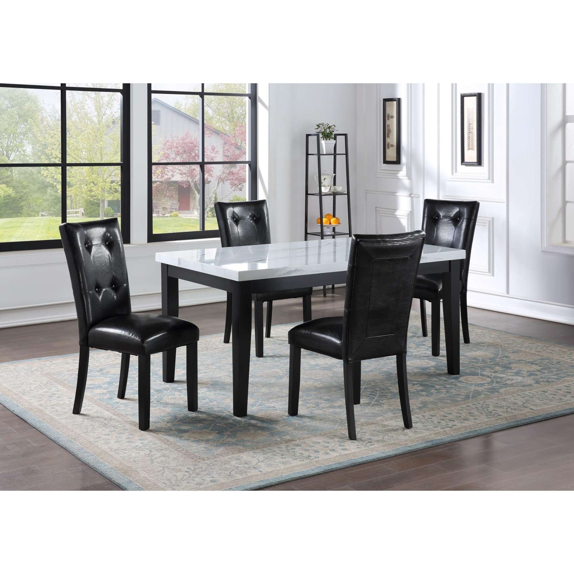 Steve Silver Sterling SN500T Transitional Dining Table with Faux Marble ...