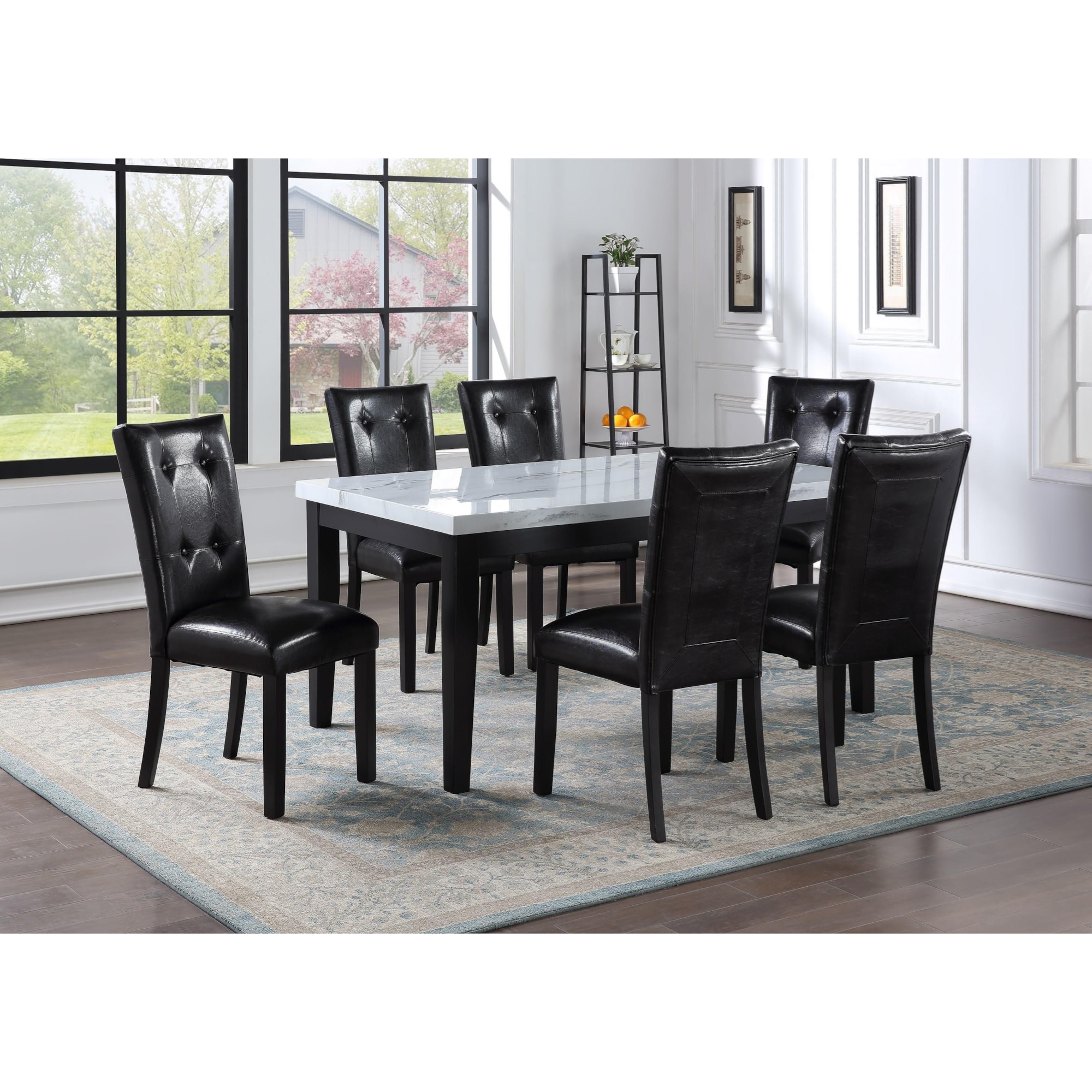 Steve Silver Sterling SN500T Transitional Dining Table with Faux Marble ...