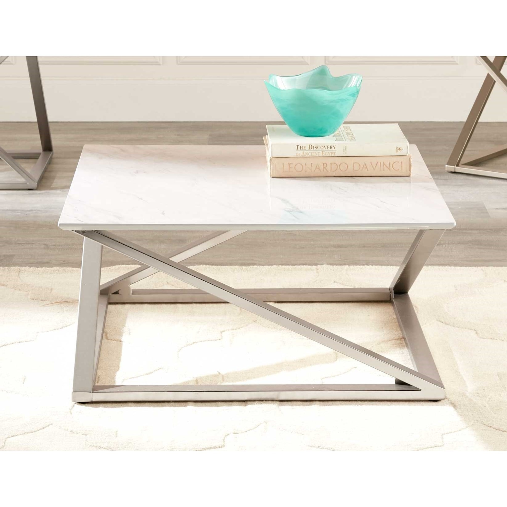 Steve Silver Zurich ZU100C Modern Cocktail Table with Faux Marble Top ...
