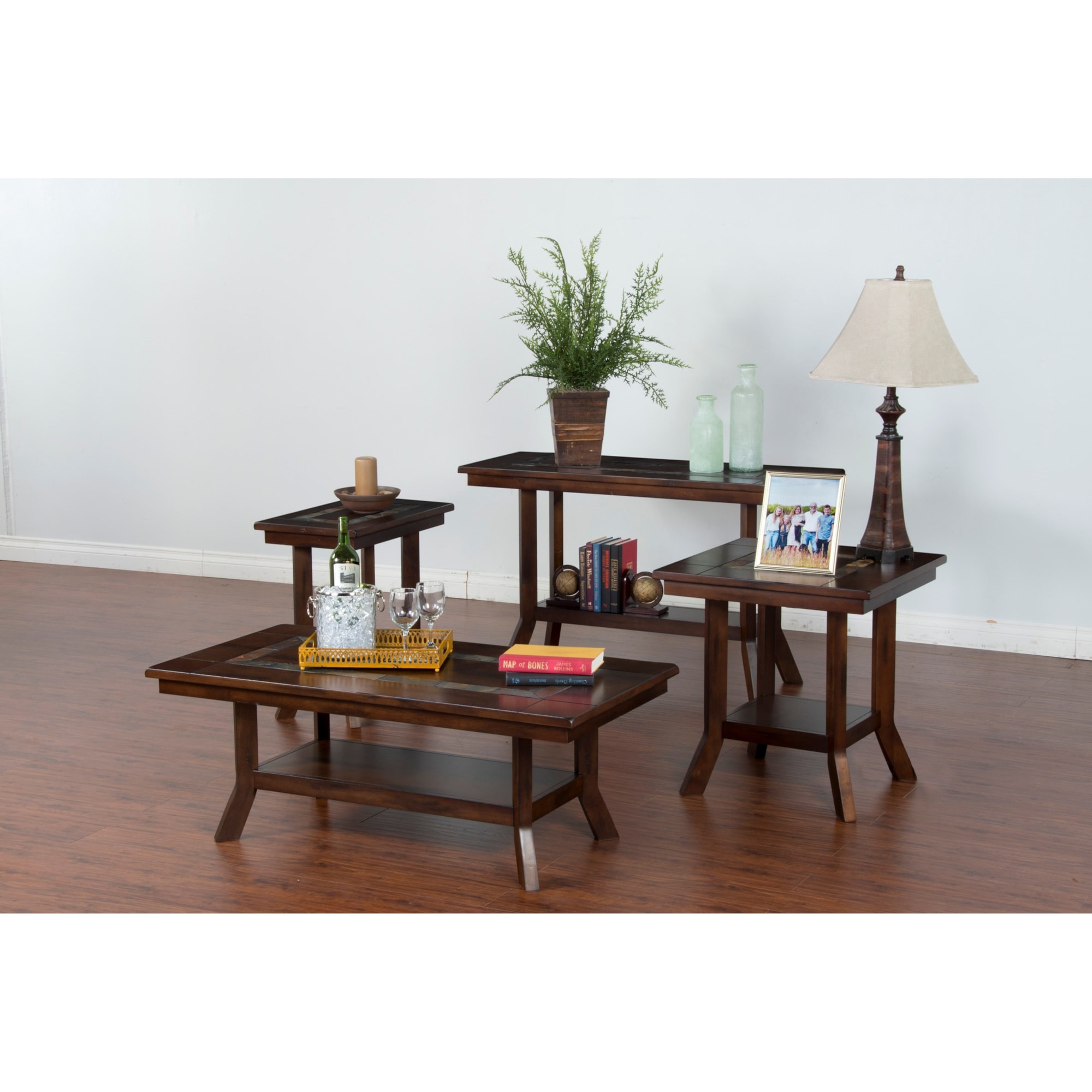 Sunny Designs Santa Fe 10026912 Rustic Coffee Table with Natural Slate ...