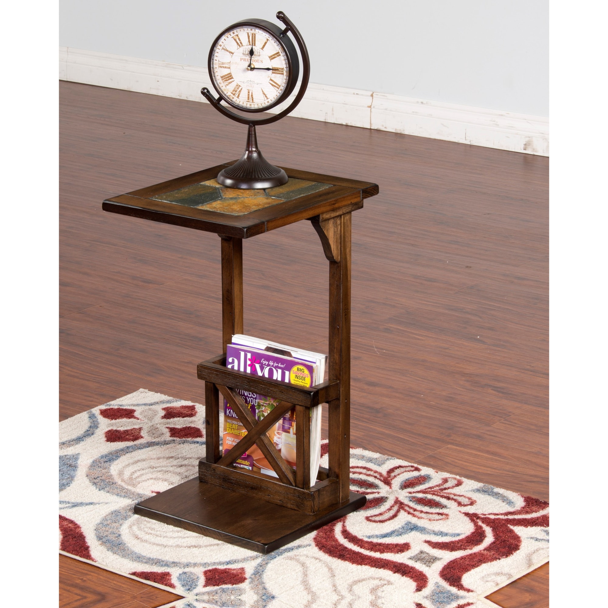 Sunny Designs Savannah 10043316 Sofa Mate Table with Slate Tiles and ...