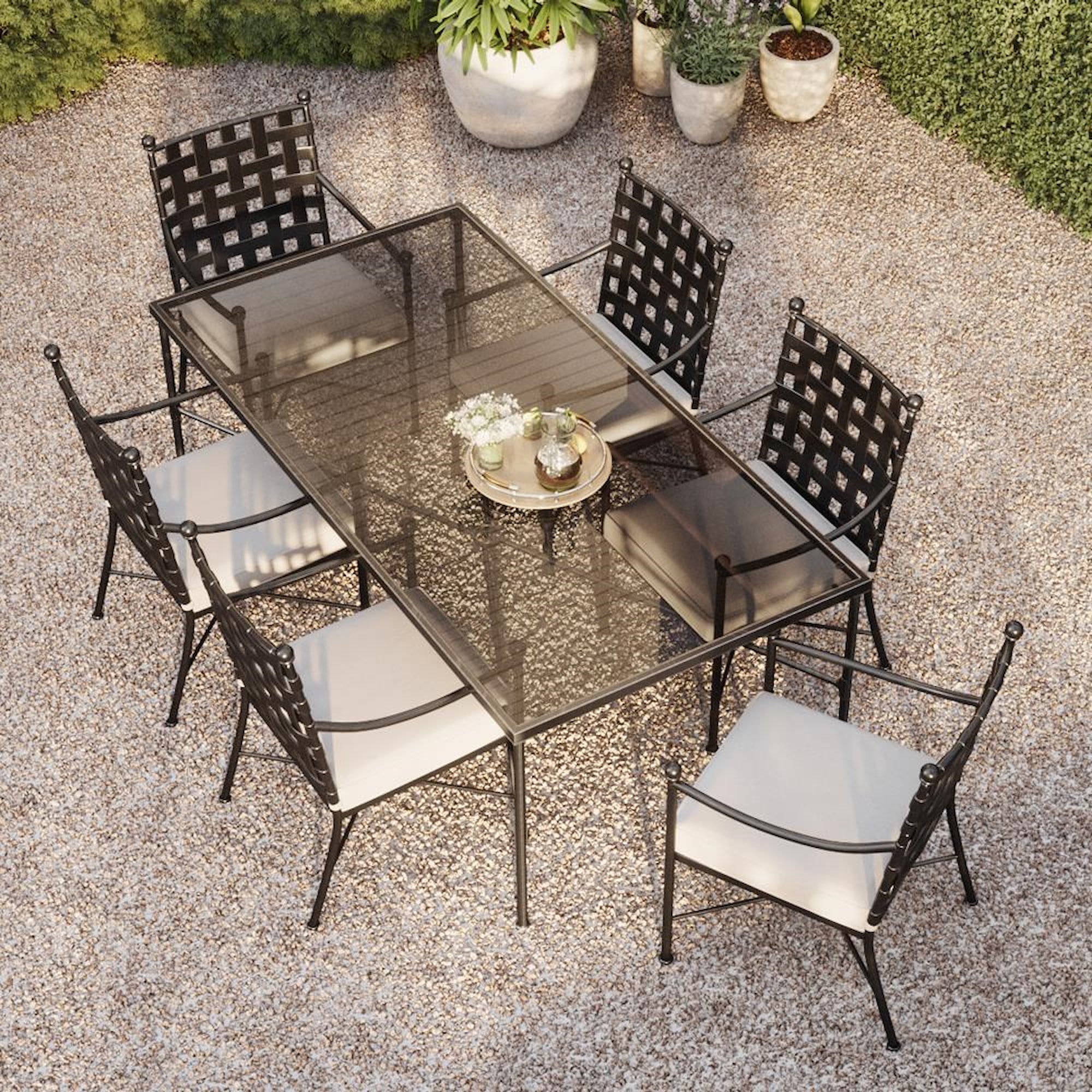 Sunset West Provence 3201-T84+3201-1x6 7 Piece Outdoor Dining Set with ...