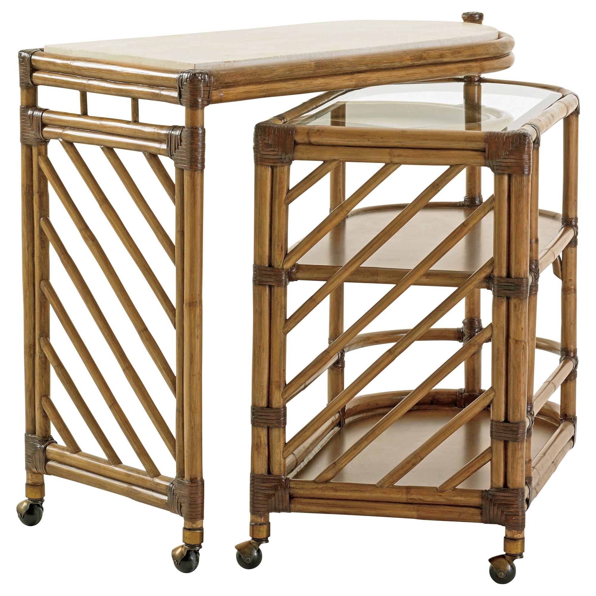 Tommy Bahama Home Twin Palms 558-862 Cable Beach Nesting Bar Cart with ...