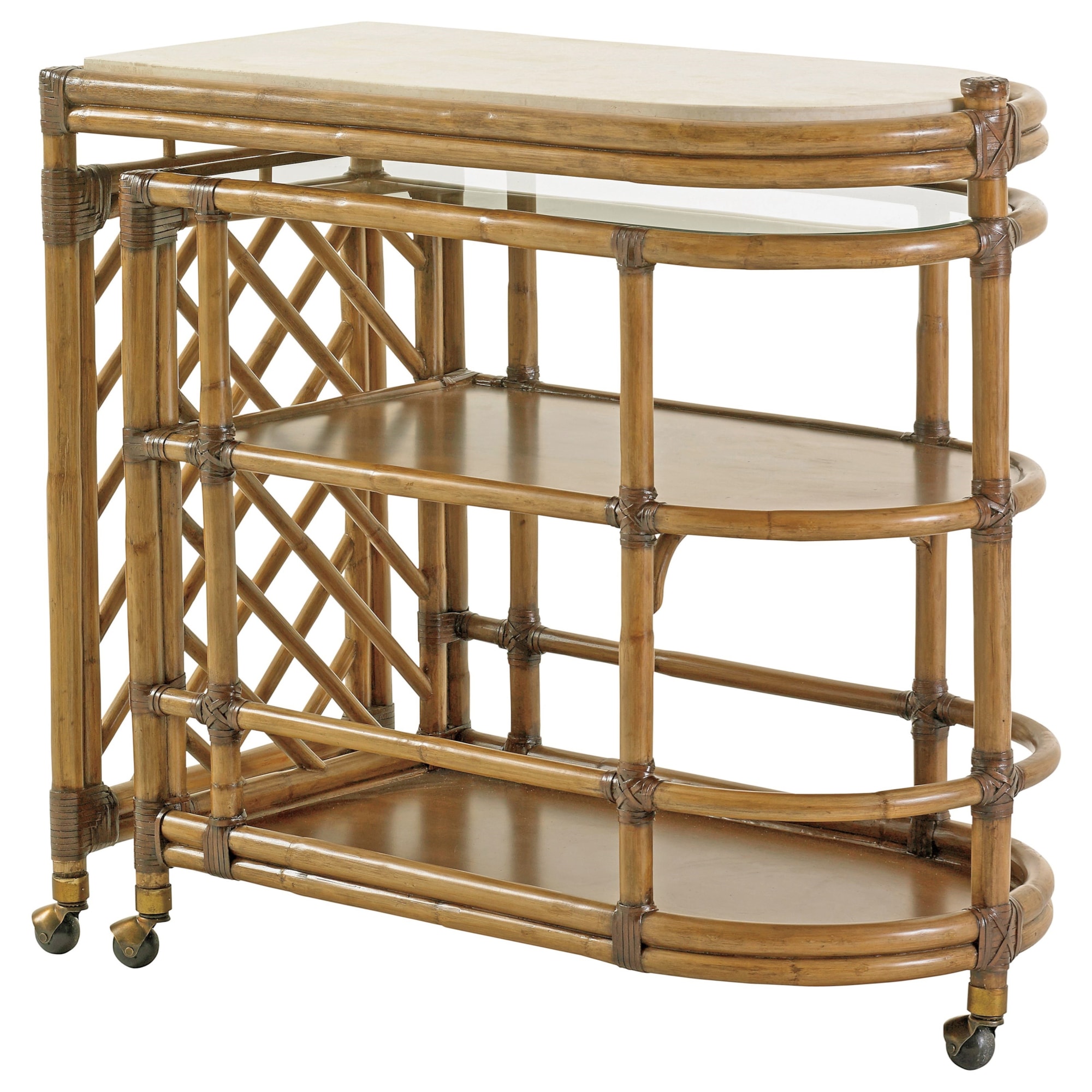 Tommy Bahama Home Twin Palms 558-862 Cable Beach Nesting Bar Cart with ...